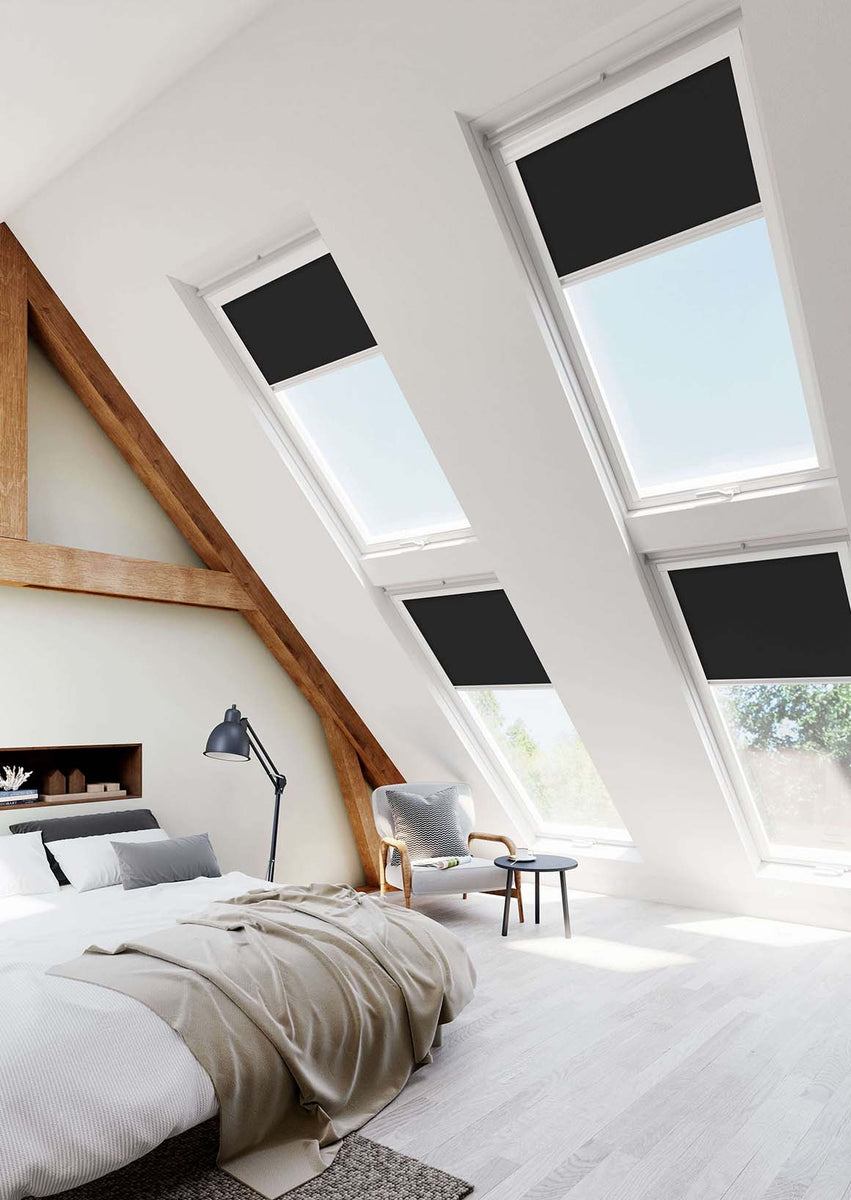 Buy B4U Black Roof Blinds for VELUX ® Windows - White Frame